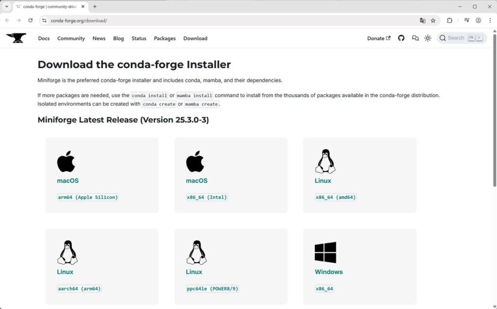 3-3. Conda による仮想環境 (Miniforge で行う) | アプつ